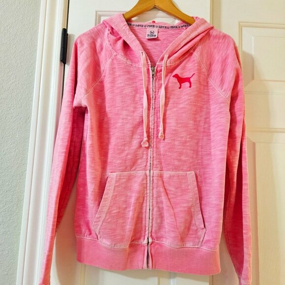 PINK Victoria's Secret | Jackets & Coats | Pink Zip Up Jacket With Hood ...